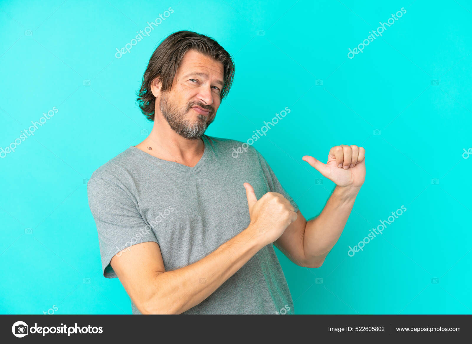 Senior Dutch Man Isolated Blue Background Proud Self Satisfied — Stock ...