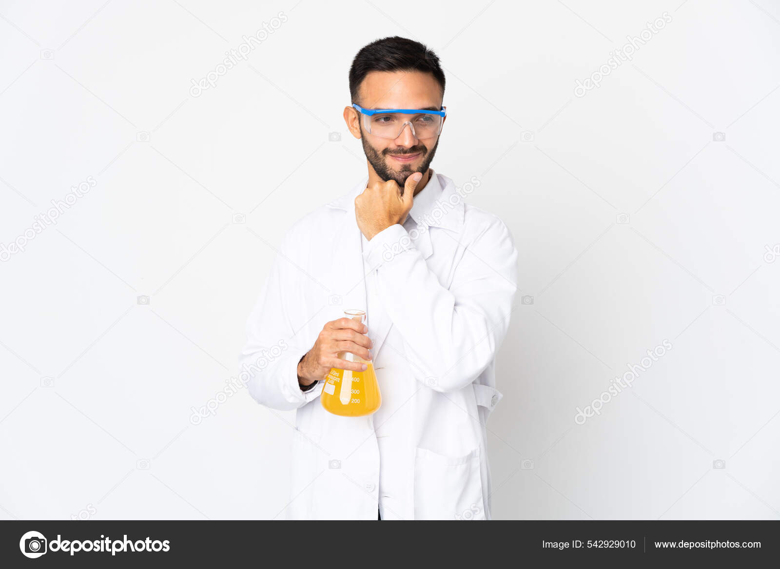 Young Scientific Man Isolated White Background Having Doubts Thinking ...