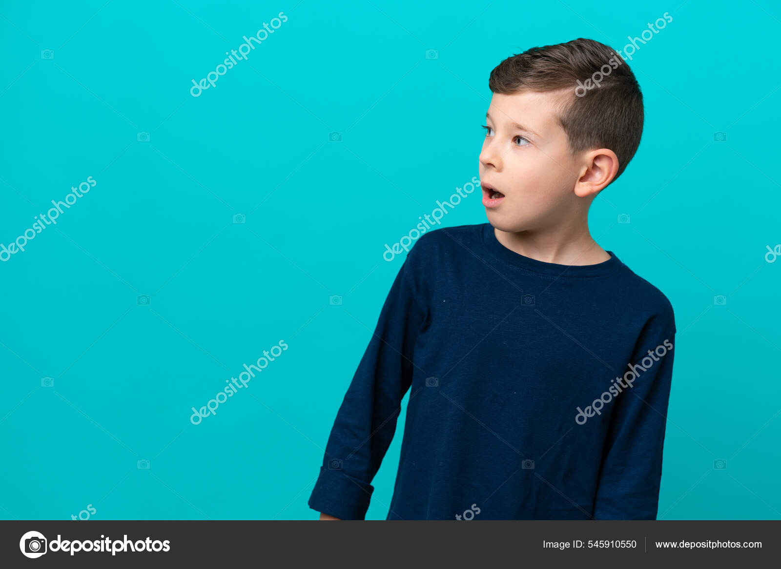 Little Kid Boy Isolated Blue Background Doing Surprise Gesture While ...