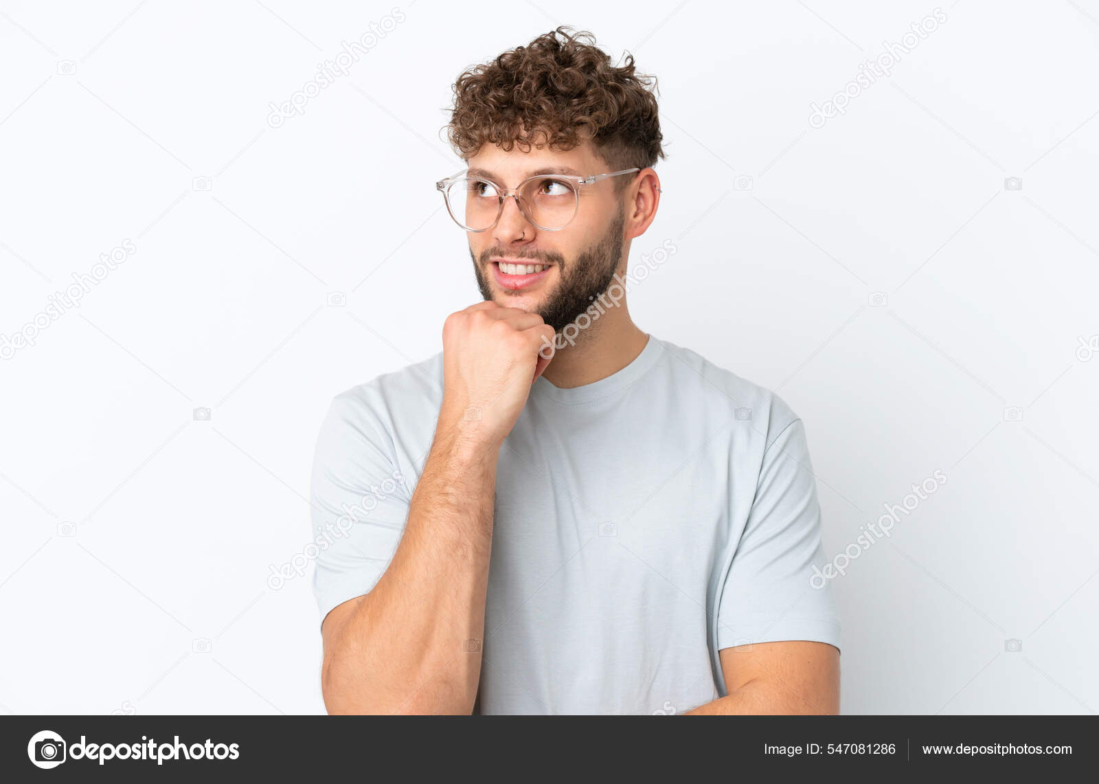 Young Handsome Caucasian Man Isolated White Background Glasses Thinking ...