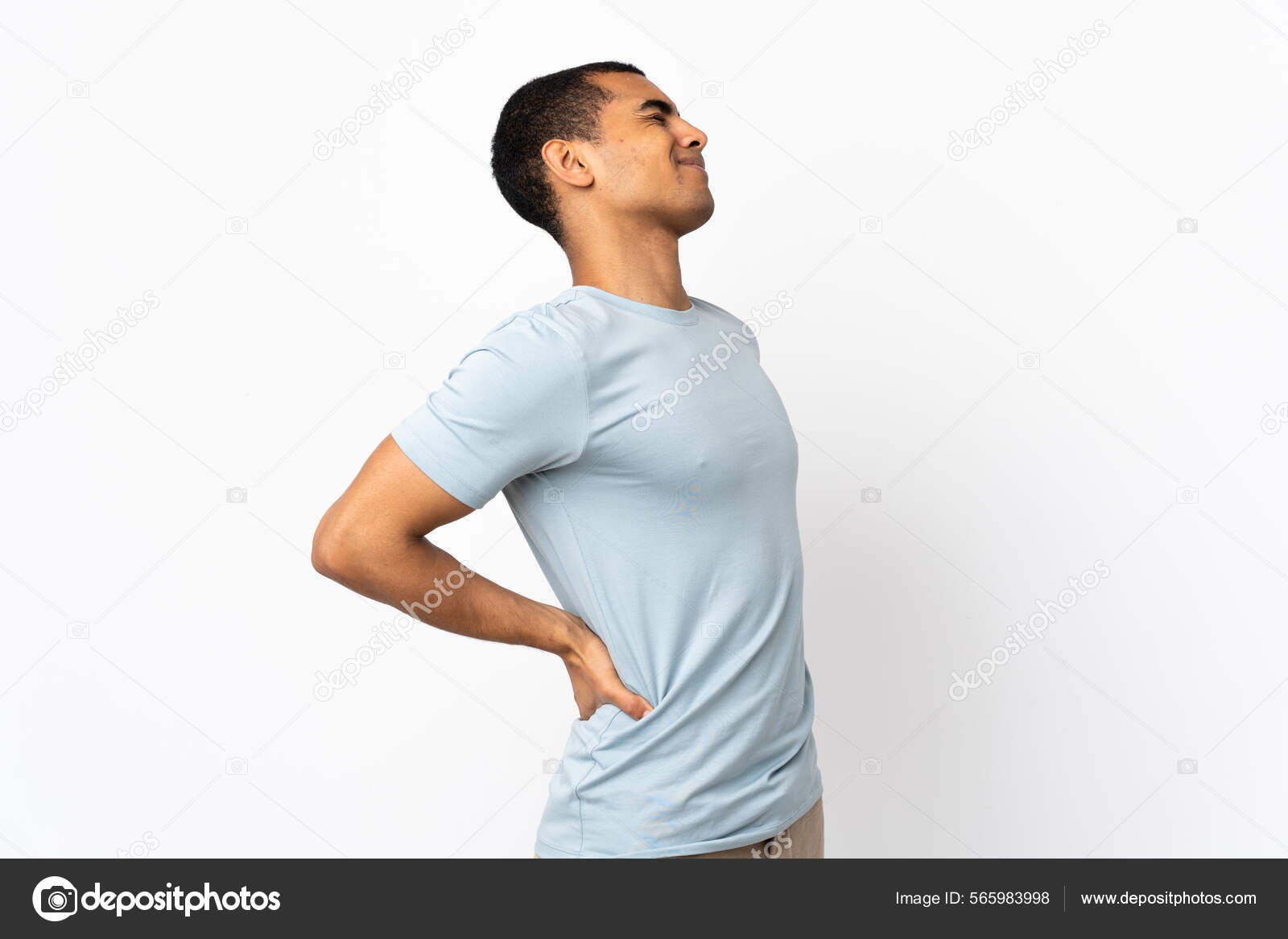African American Man Isolated White Background Suffering Backache ...