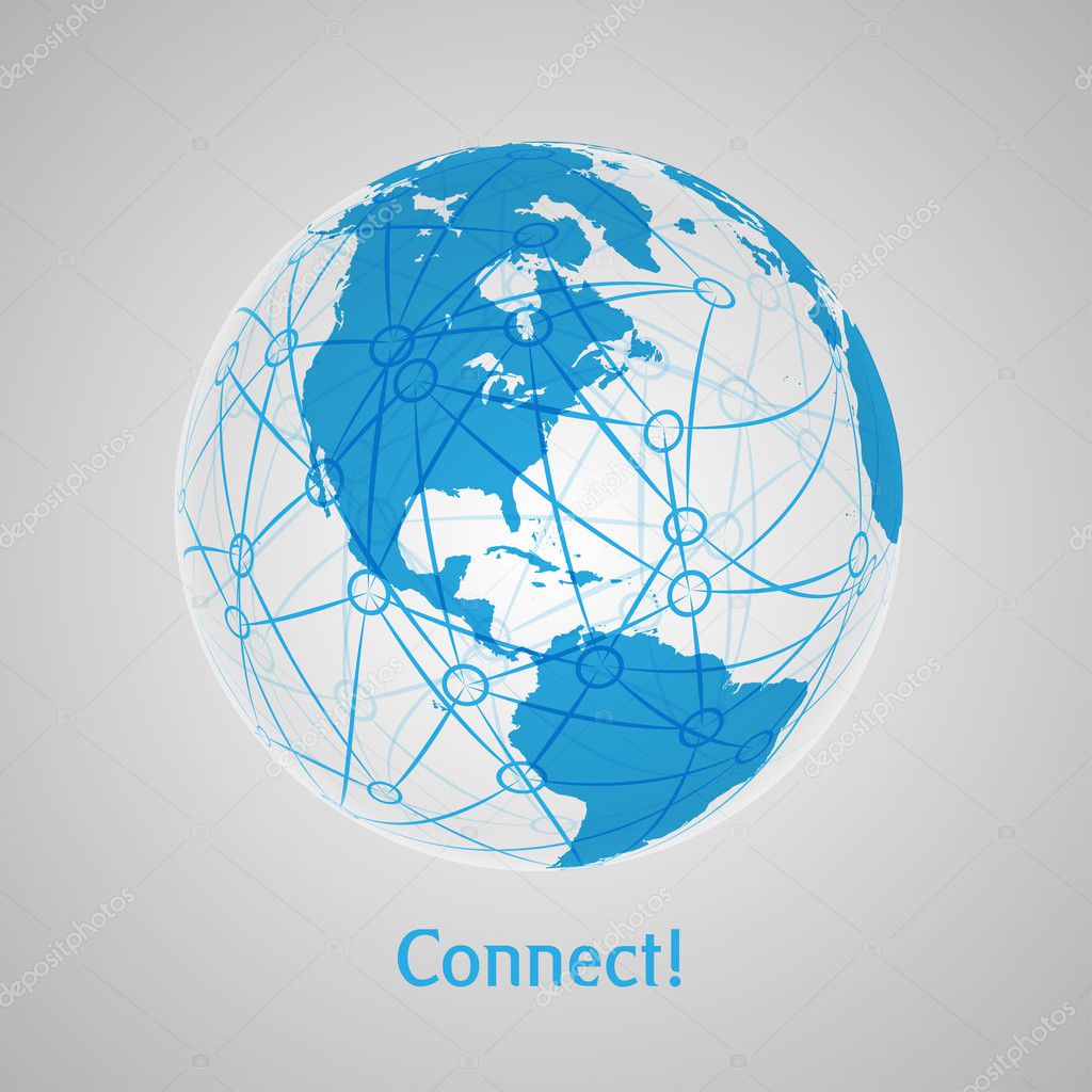 Connect World art with map Stock Vector Image by ©Seby87 #39267155