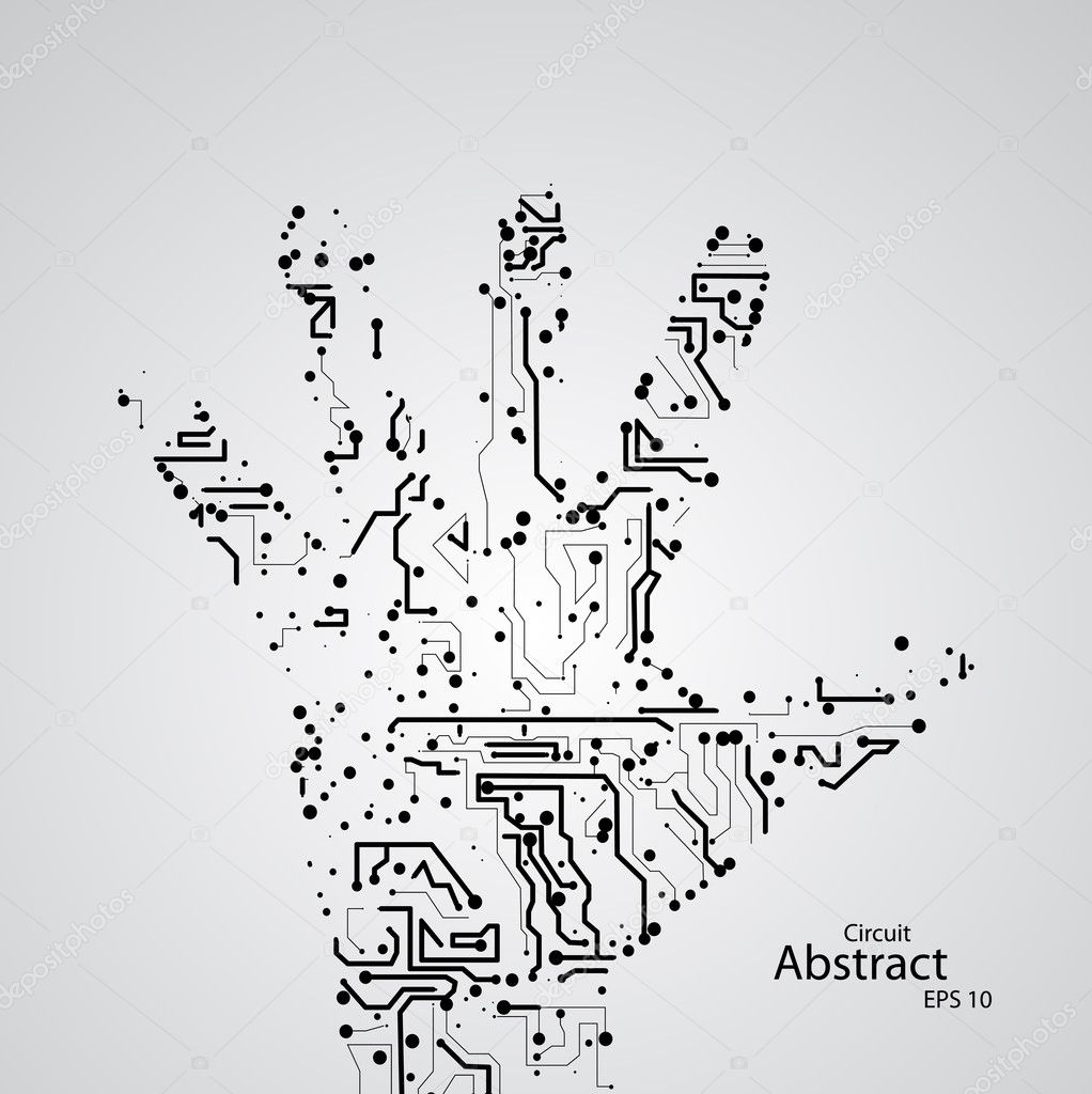 Circuit board shape of hand palm eps10 Stock Vector Image by ...
