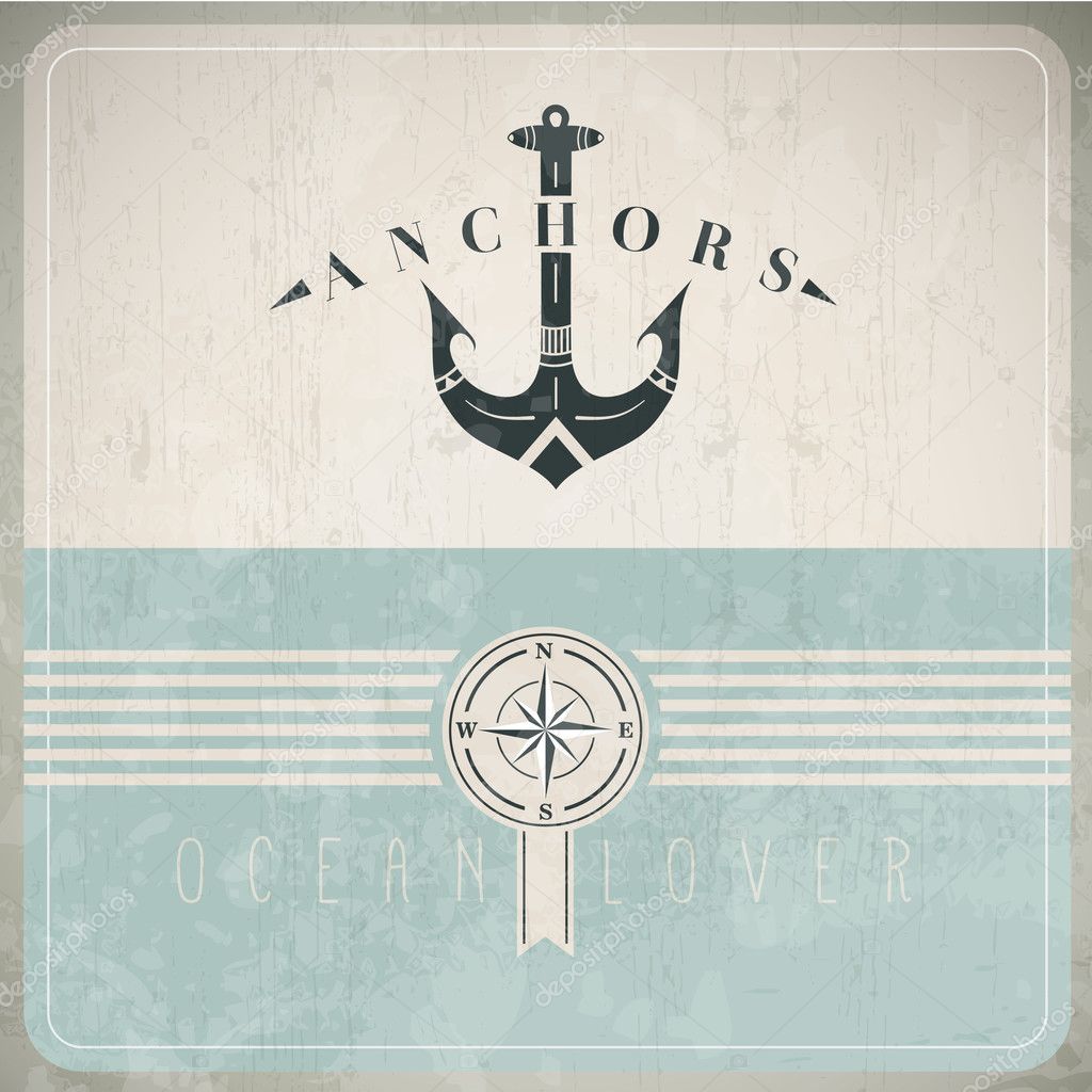 Vintage Design Template With Anchor Stock Vector Image by ...