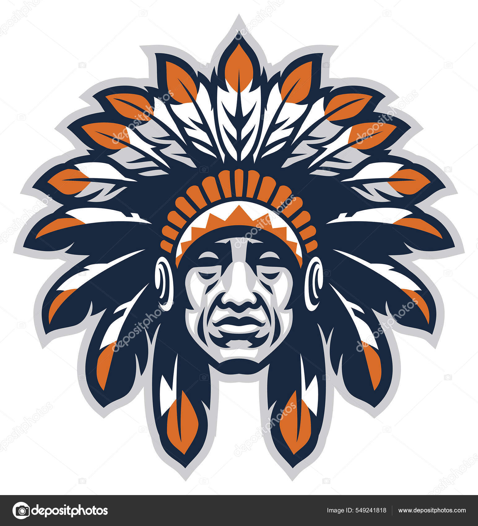 Vector Indian Head Mascot Logo Stock Vector by ©bazzier 549241818