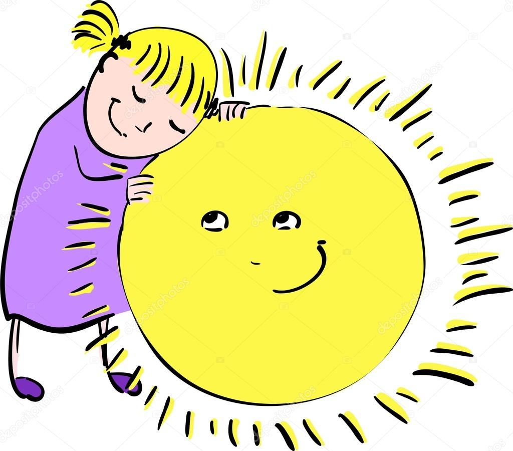 Girl hugging sun Stock Vector by ©zzzorikk 23286596