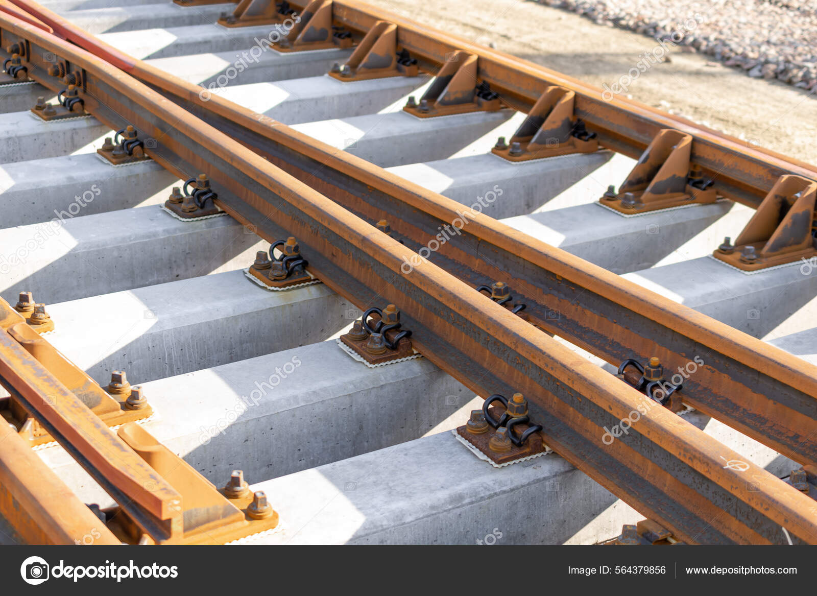 Railway Rails Concrete Sleepers Background Texture Stock Photo by ...