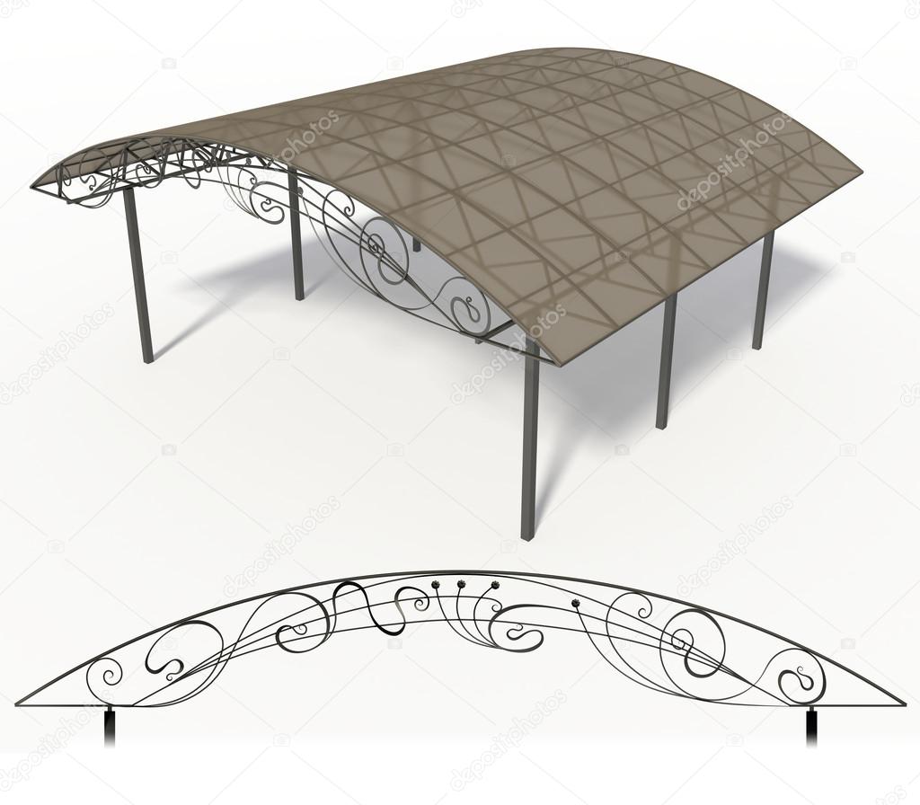 Wrought iron canopy isolated on white background Stock Photo by ...