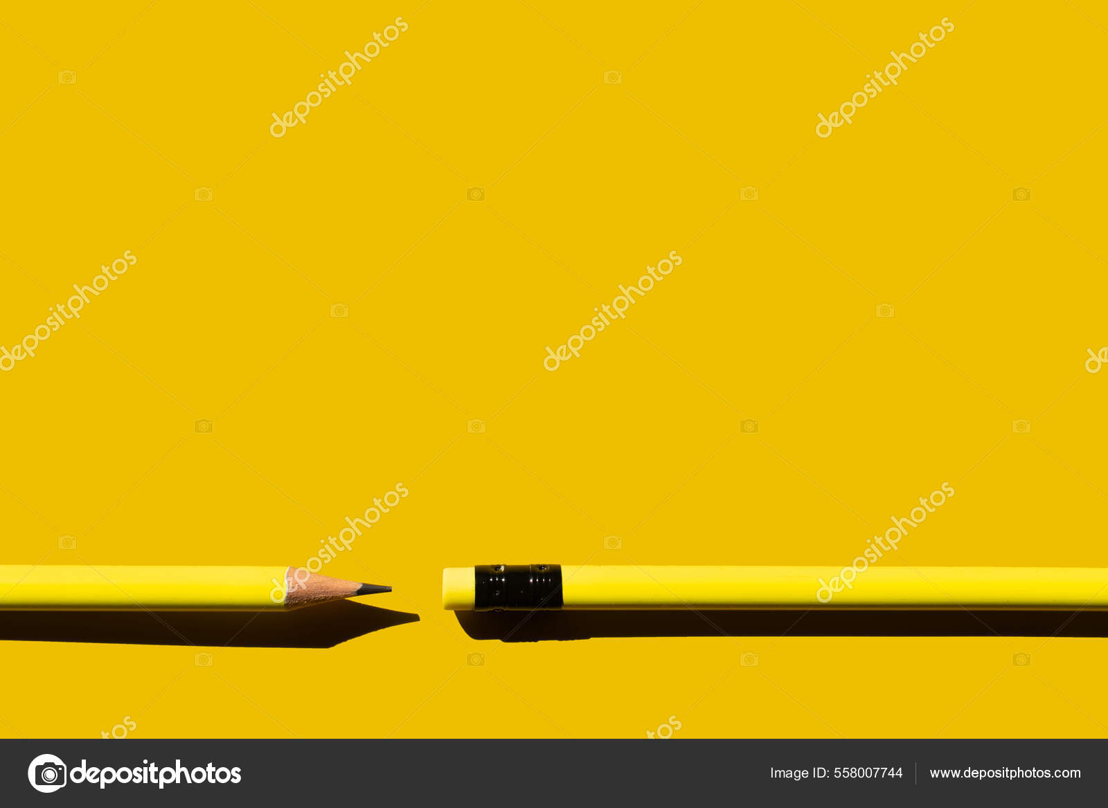 Top View Sharp Pencils Eraser Yellow Background — Stock Photo ...
