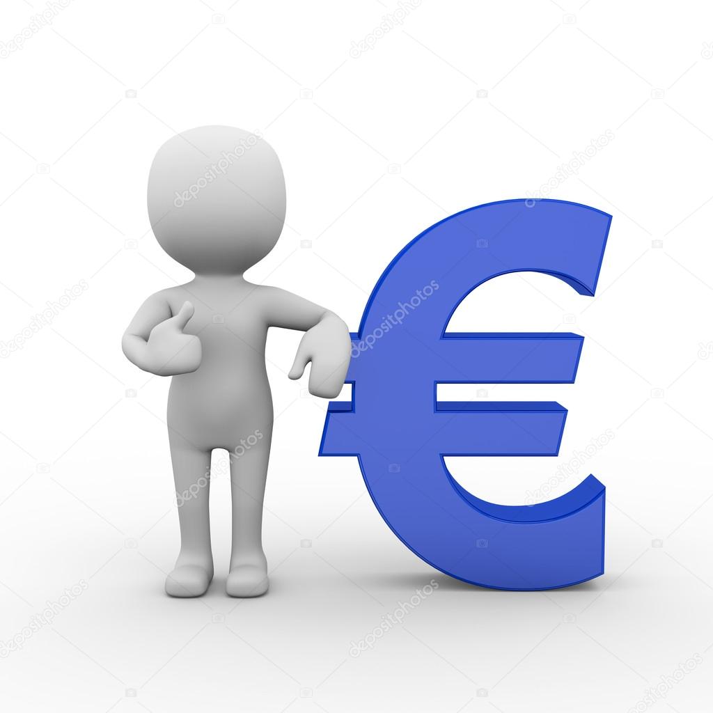 3d menschlichen euro symbol blau business geld — Stockfoto ...