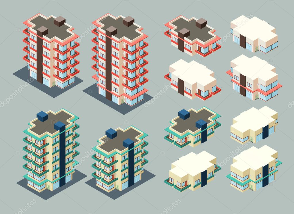 Isometric building Stock Illustration by ©rijal #28555515