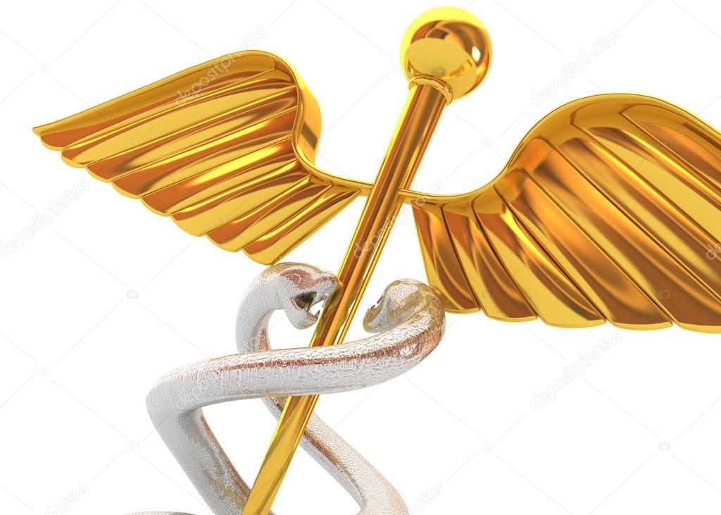Yellow Caduceus Medical Symbol Stock Illustration