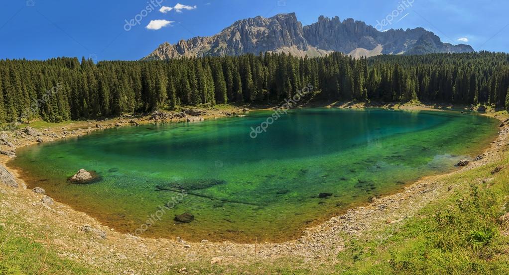 Carezza Lake in Dolomites,Val Di Fassa,South Tyrol,Italy — Stock Photo ...