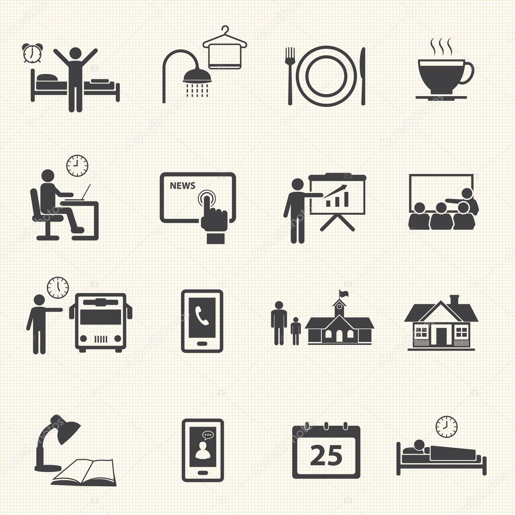 Woman Daily Routine Icons Royalty Free Vector Image