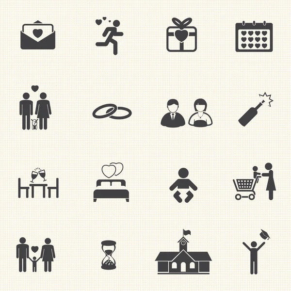 Valentine's Day and First Love Icons. Vector icon set. — Stock Vector ...