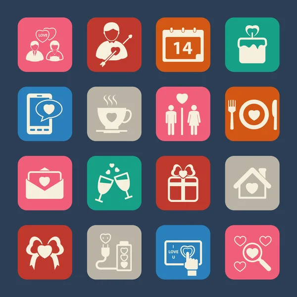 Valentine's Day and First Love Icons. Vector icon set. — Stock Vector ...