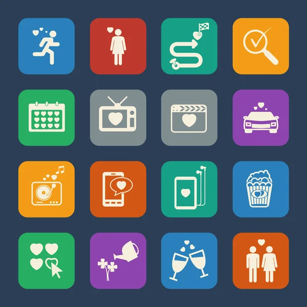 Valentine's Day and First Love Icons. Vector icon set. — Stock Vector ...