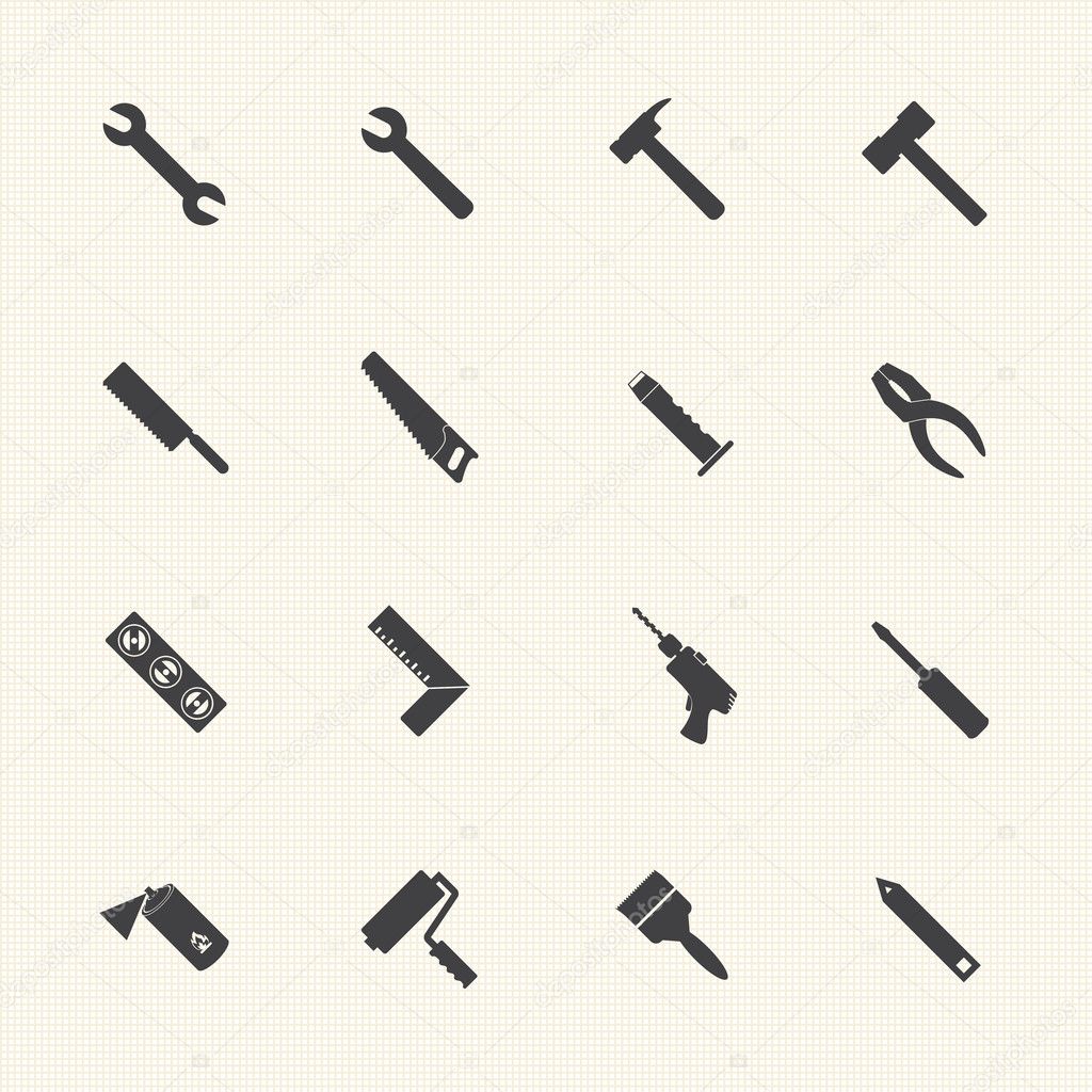 Construction equipment icons set — Stock Vector © Kittichai #43434071