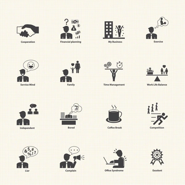 Man Daily Routine People icons set with texture background. — Stock ...