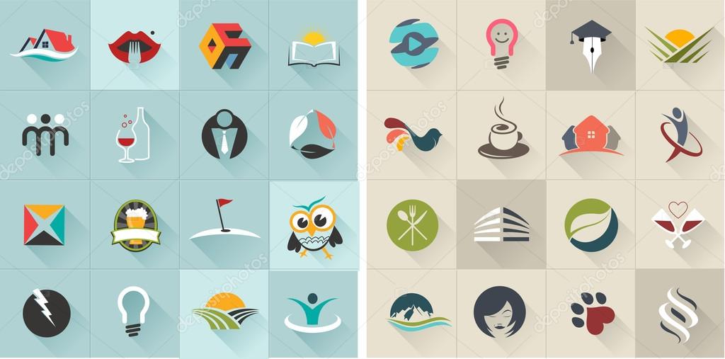 Conjunto de logotipos, iconos web y s mbolos empresariales y abstractos ...