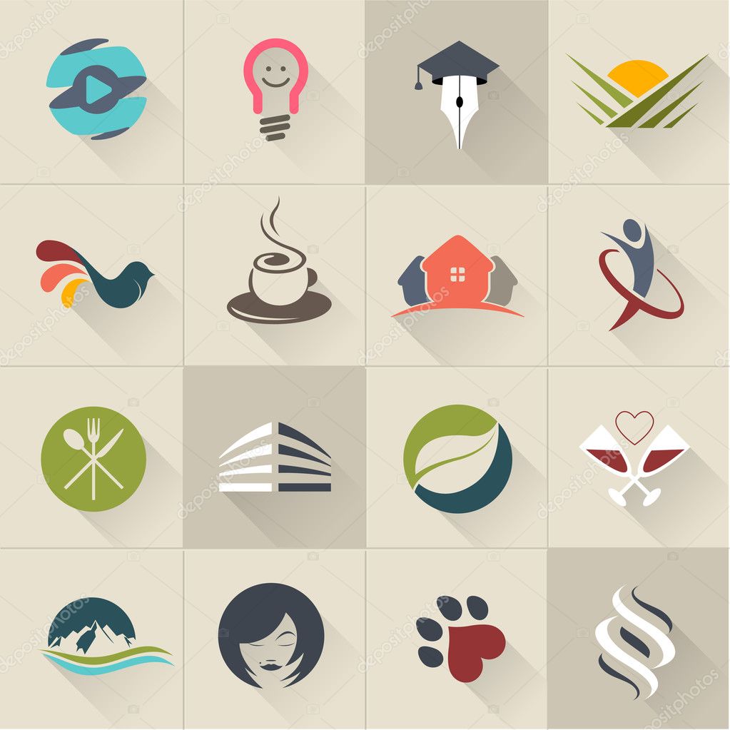 Conjunto de logotipos, iconos web y símbolos empresariales y abstractos ...