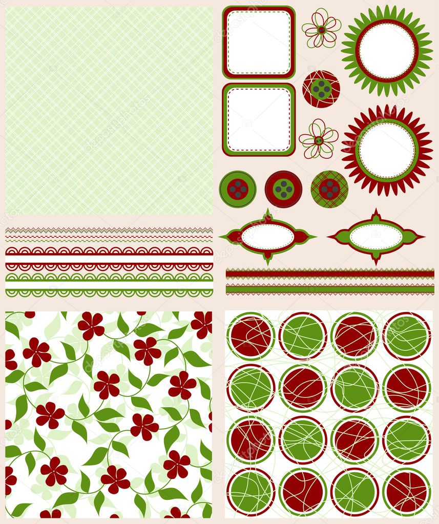 Scrapbook elements and patterns for design, vector Stock Vector Image by ©Tolchik #22282151