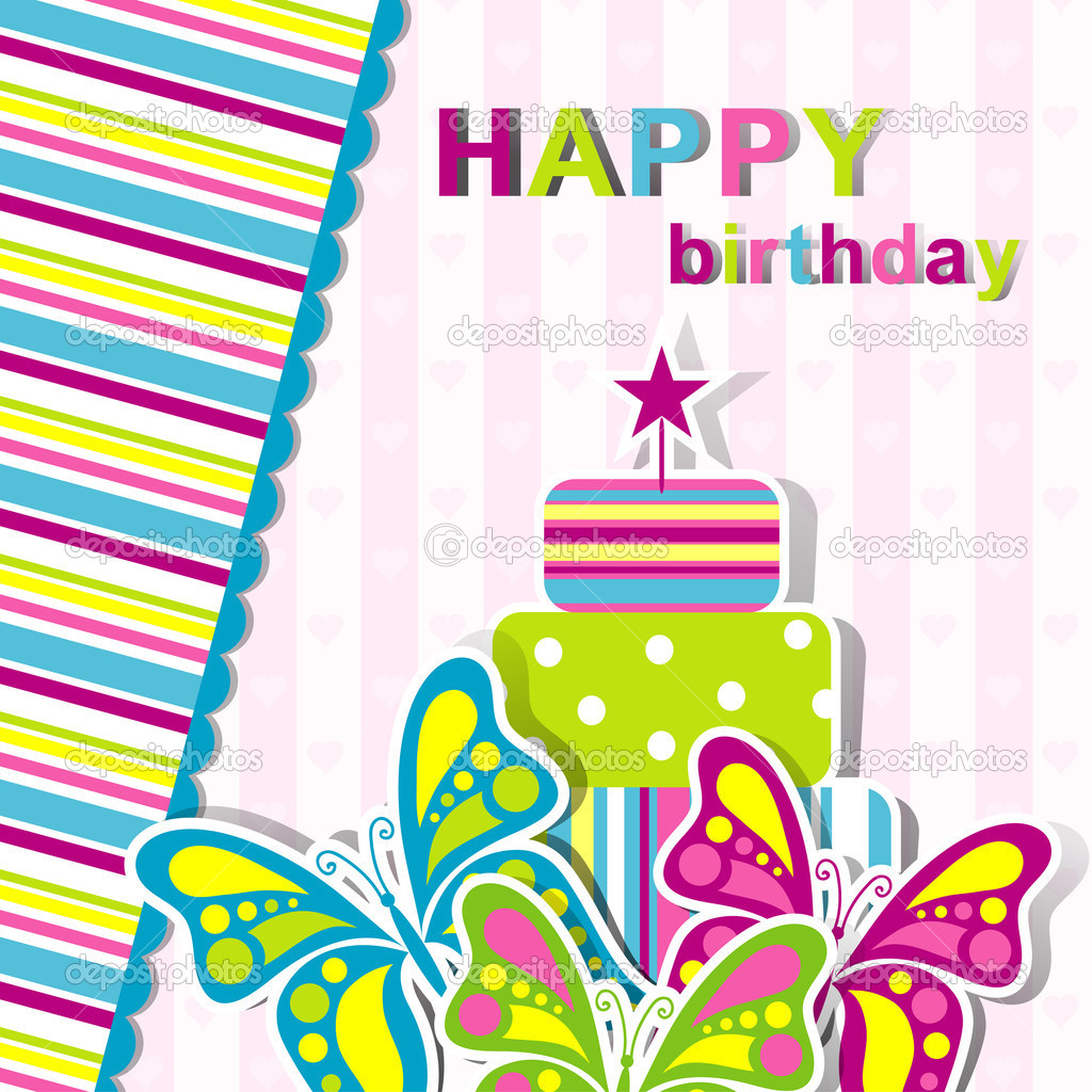 Template birthday greeting card, vector Stock Vector by ©Tolchik 26568669