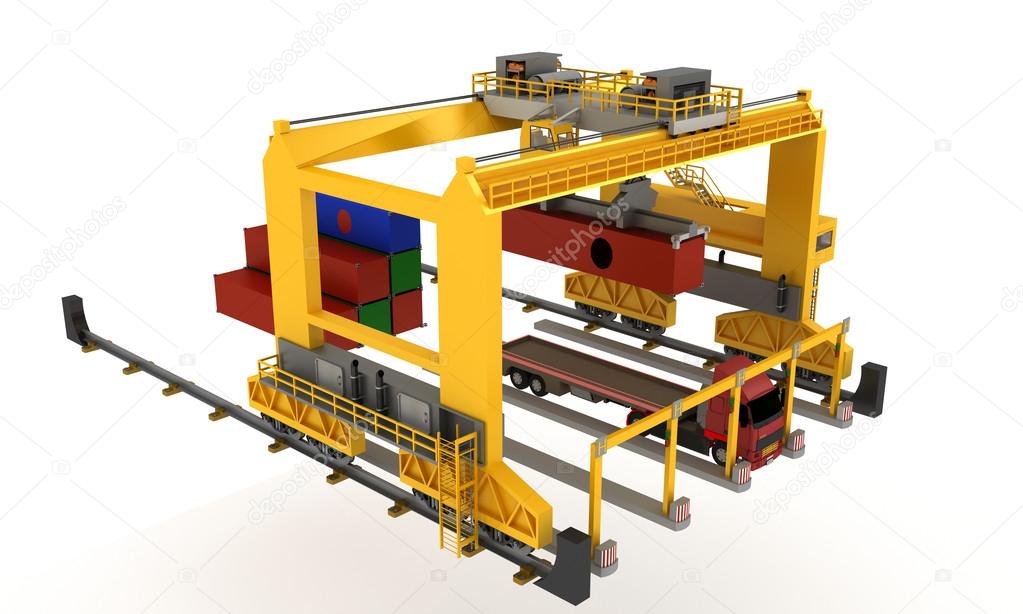 A big container vessel in a container seaport during transportation of ...