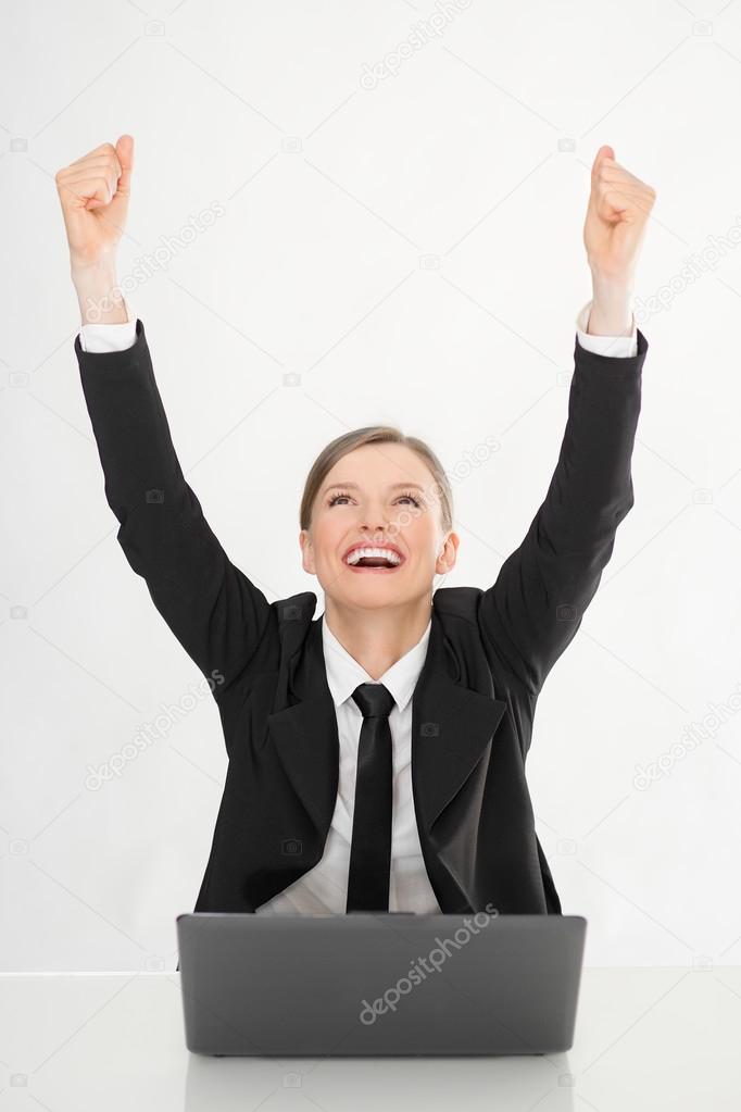 Happy computer user Stock Photo by ©grzegorzmoment 22341253