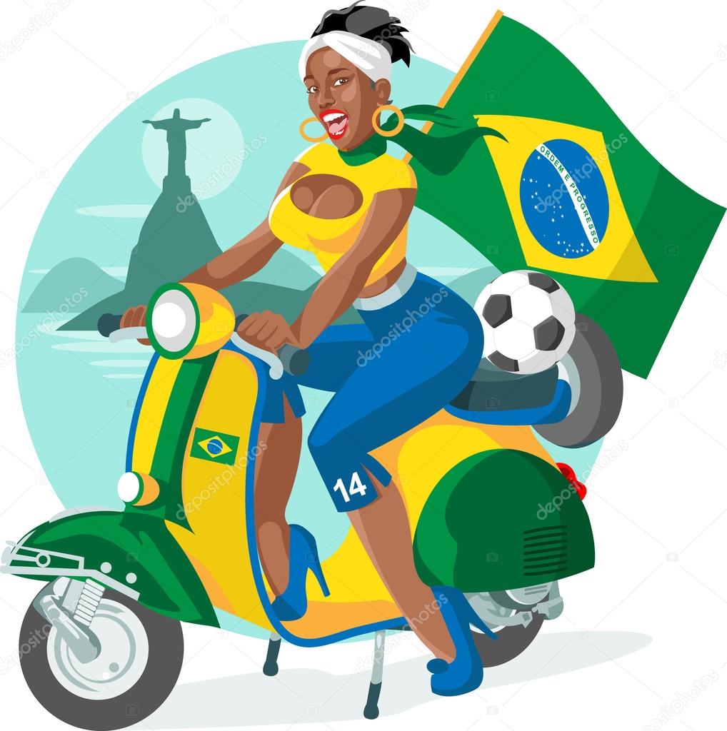 Garota fã de Brasil 2014 — Vetor de Stock © mauromod #25562835