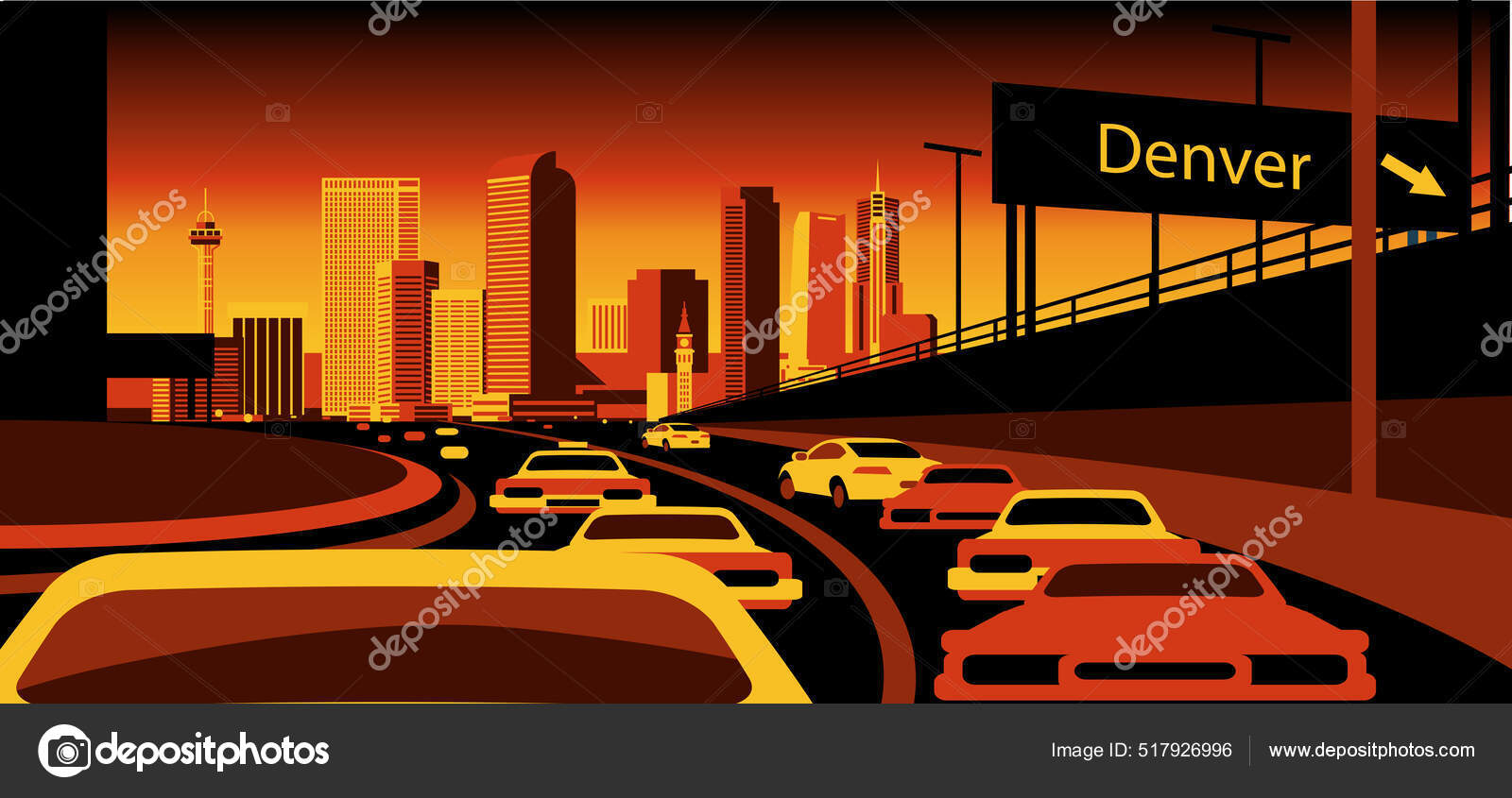 Denver Colorado Skyline Vector Ilustración Vector de stock por ...