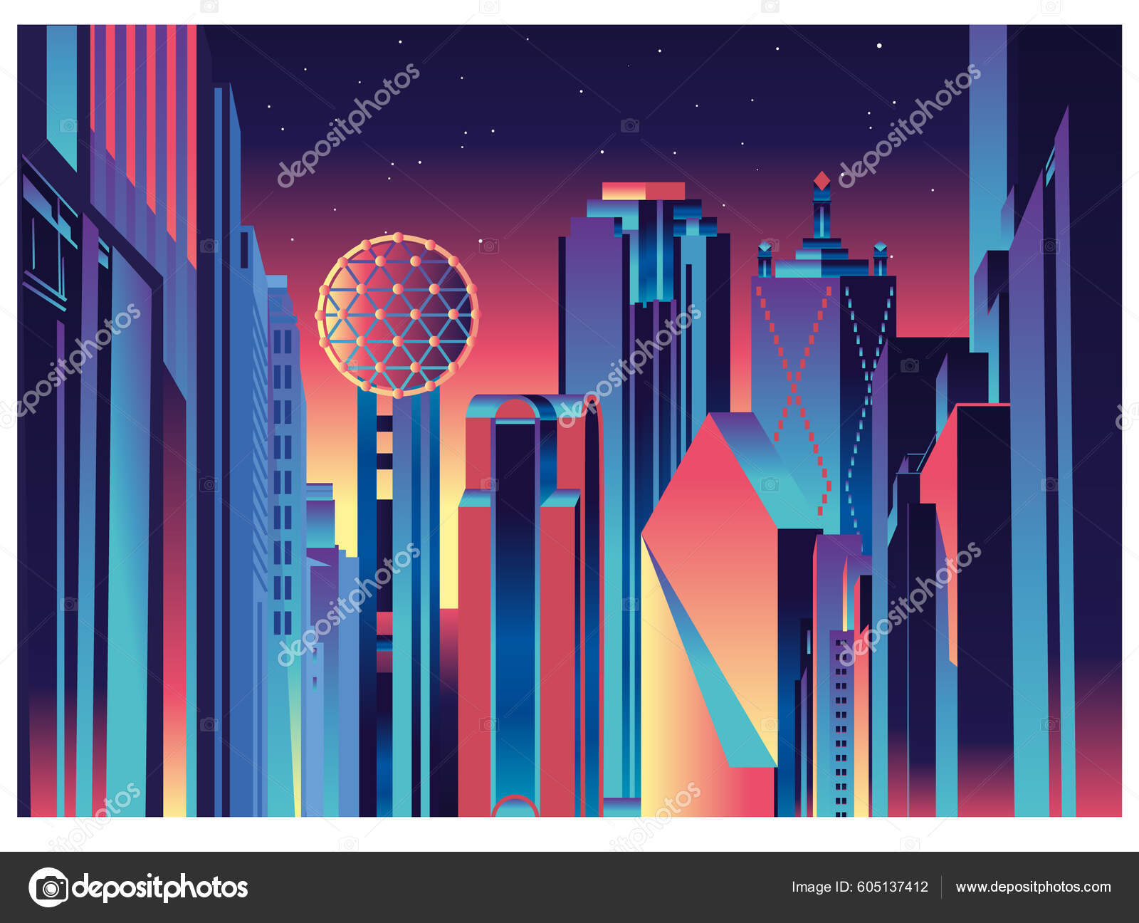 Dallas Skyline Vector Destination Vector de stock #605137412 de ©mauromod