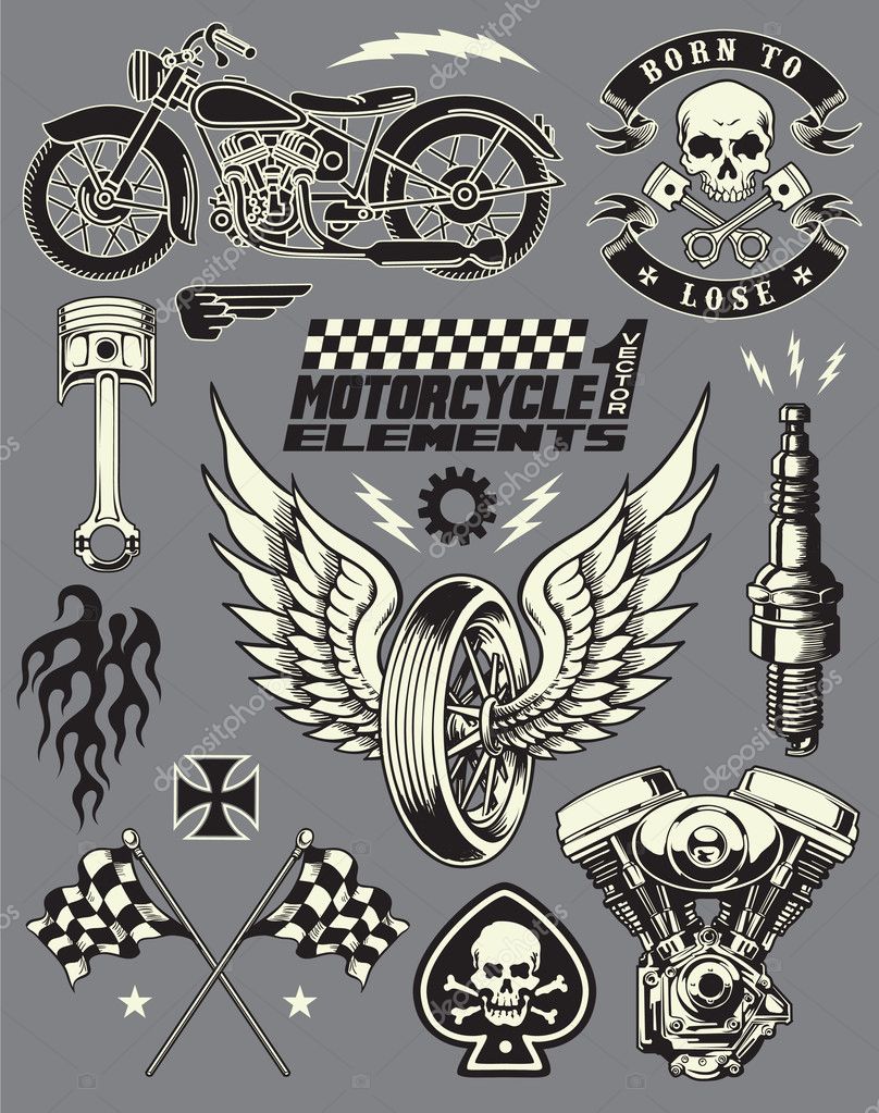 Motorcycle Vector Elements Set Stock Vector by ©m.j.h1nkle 27016111