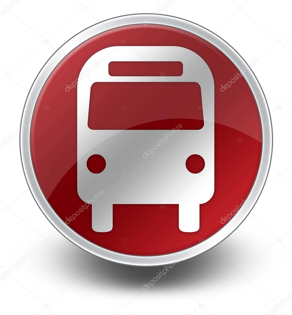 Icon, Button, Pictogram with Bus, Ground Transportation symbol — Stock ...