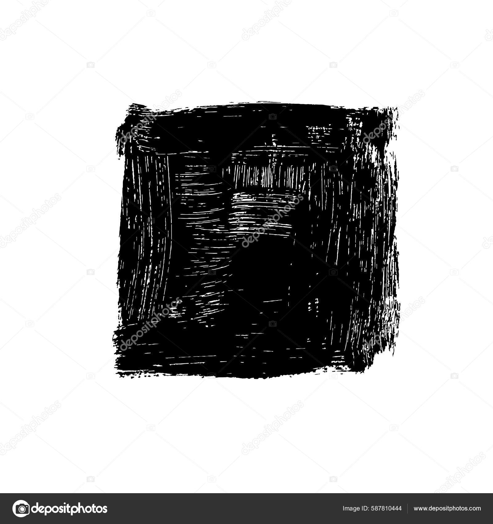 Black Rough Edge Box Isolated White Background Hand Drawn Brush Stock ...
