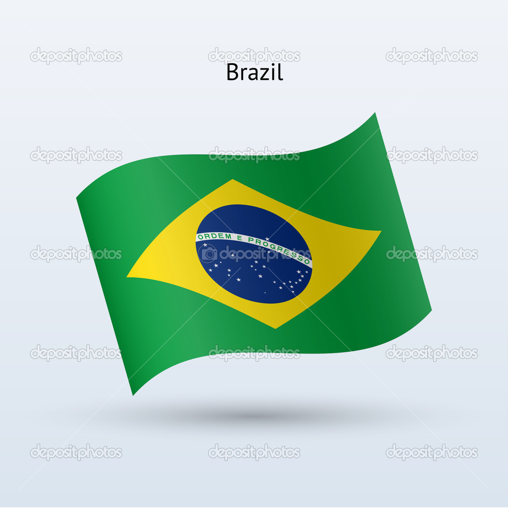 Brazil flag waving form. Vector illustration. Stock Vector Image by ...