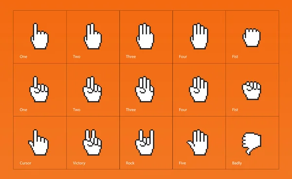 Pixel cursors circle icons: mouse hands. Stock Vector Image by ...