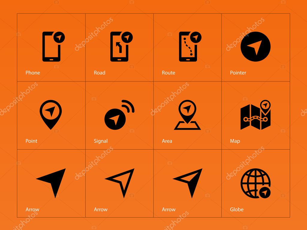 Navigator icons on orange background. Stock Vector Image by ©tkacchuk ...