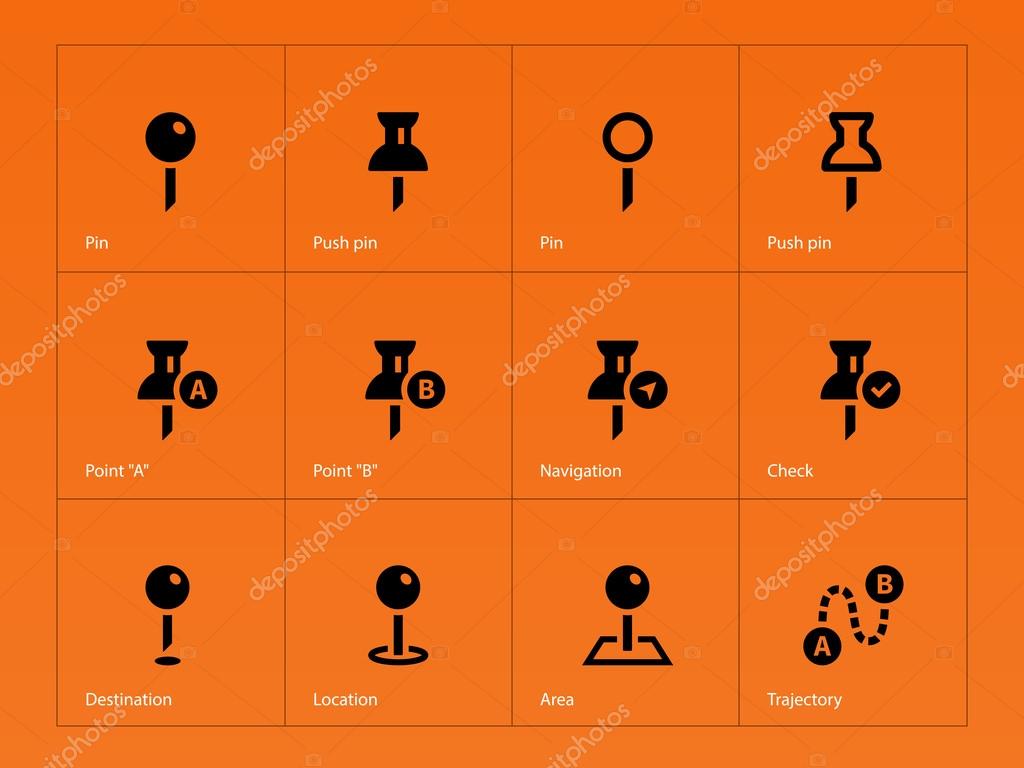 Mapping Pin icons on orange background. Stock Vector by ©tkacchuk 37637959