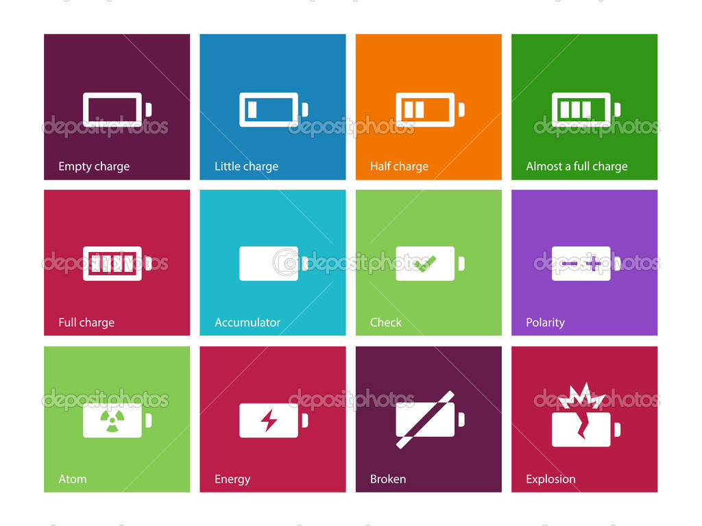 Battery icons on color background. Stock Vector Image by ©tkacchuk ...