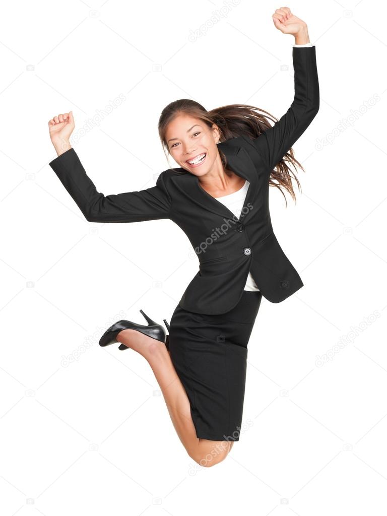 Happy Business Woman Jumping