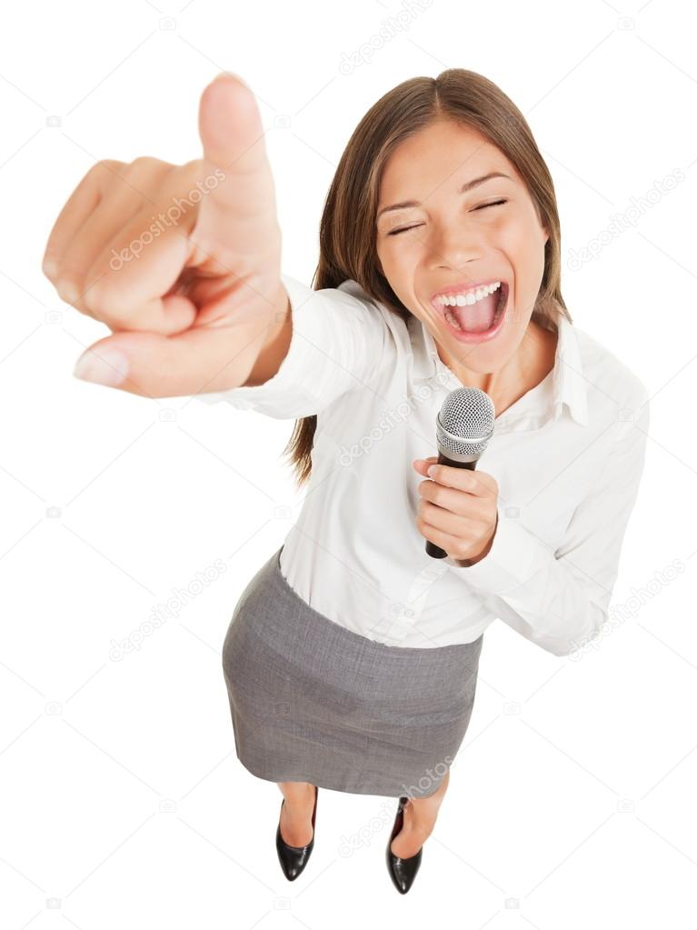 Woman singing or making a point Stock Photo by ©Maridav 24538247