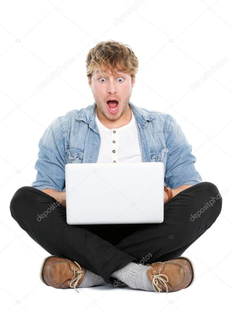 Laptop computer man shocked Stock Photo by ©Maridav 24538285