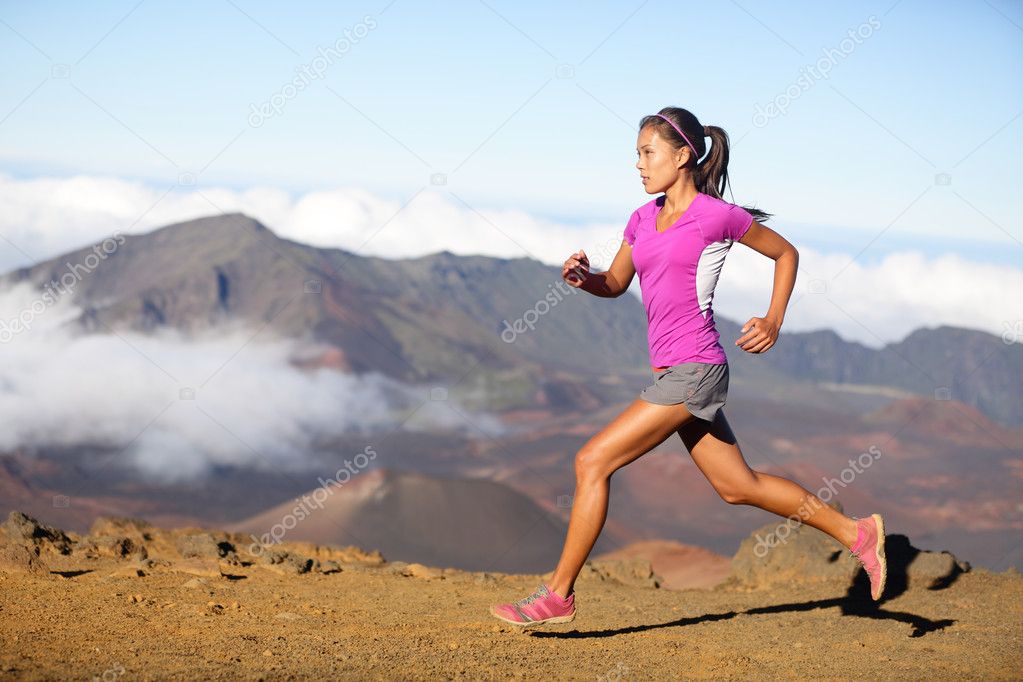 Female running athlete - woman trail runner Stock Photo by ©Maridav 28193181