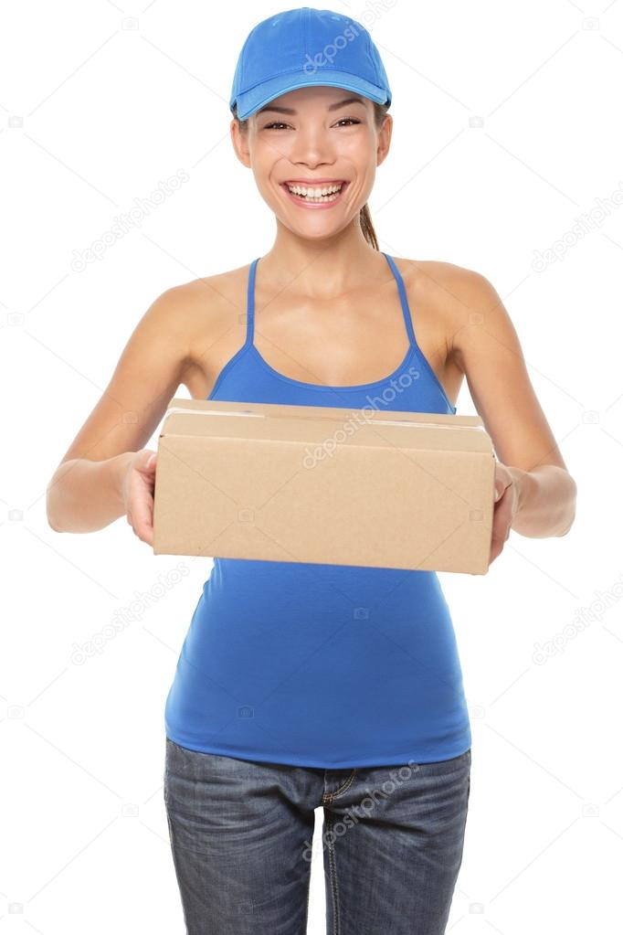 Female package delivery person Stock Photo by ©Ariwasabi 21564569