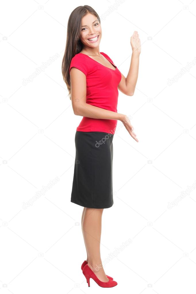 Woman showing copy-space isolated Stock Photo by ©Ariwasabi 22926718
