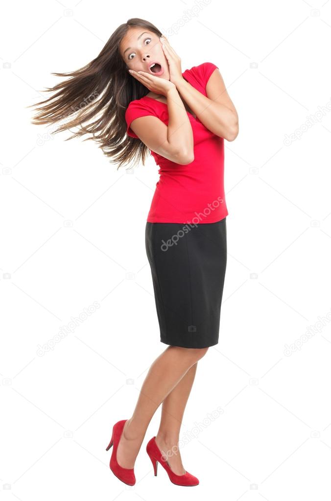 Surprised standing woman on white Stock Photo by ©Ariwasabi 22926902