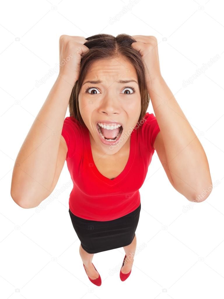 Terrified woman with appalled expression — Stock Photo © Ariwasabi ...