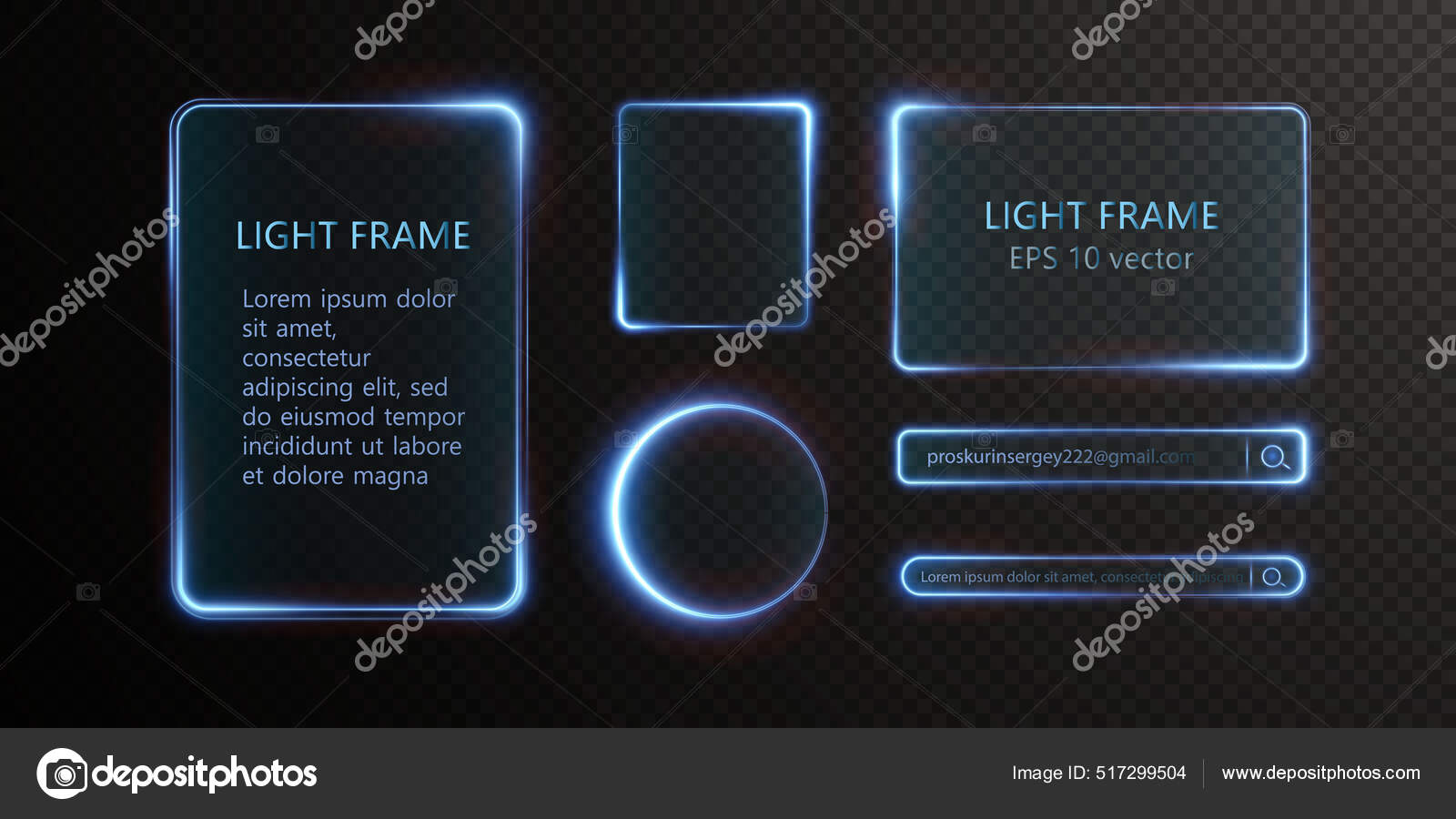 Collection Futuristic Hud Light Blue Frame Technological Background ...