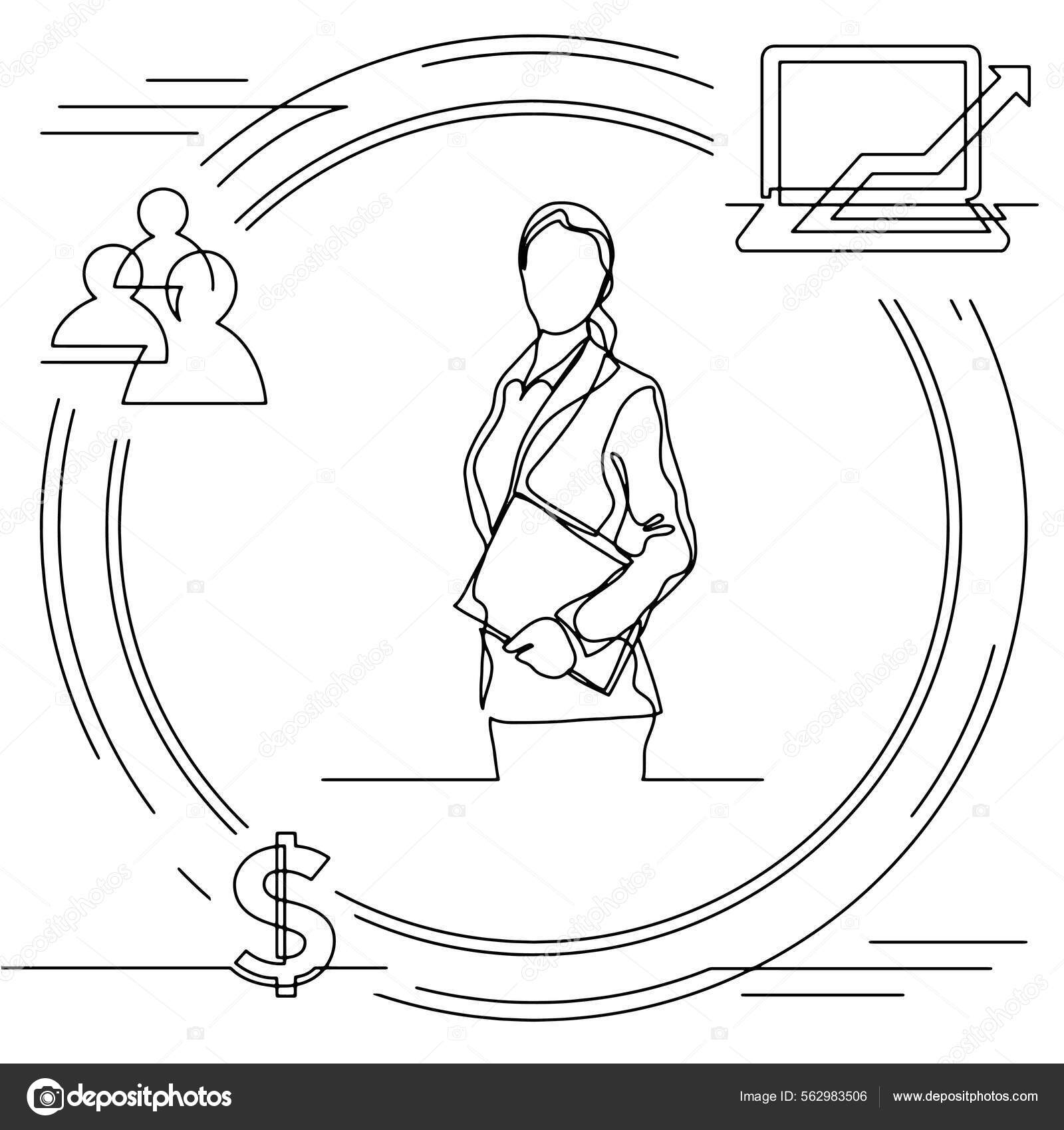 Concept Visualization Line Icon Drawing Business Infographics Stock ...